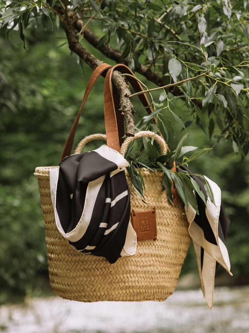 Torba z rafii i skóry, kosz plażowy pleciony PLAYA 02 | LAIF
