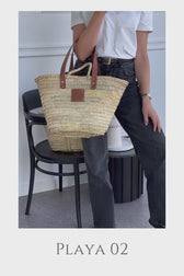 Torba z rafii i skóry, kosz plażowy pleciony PLAYA 02 | LAIF