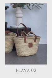 Torba z rafii i skóry, kosz plażowy pleciony PLAYA 02 | LAIF